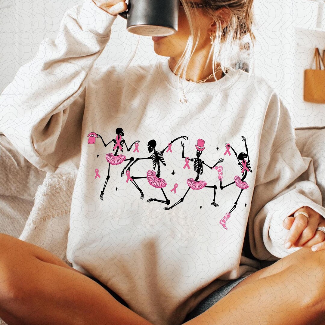 Dancing Skeletons Breast Cancer Png, Skeletons Pink Ribbon Png, Breast ...