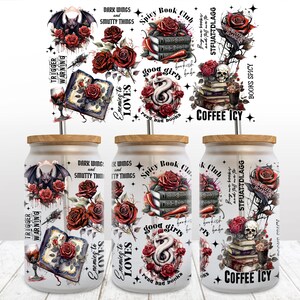 Booktok Bad Book Club Spicy Book Reader UVDTF 16 Oz Glass Can Tumbler ...