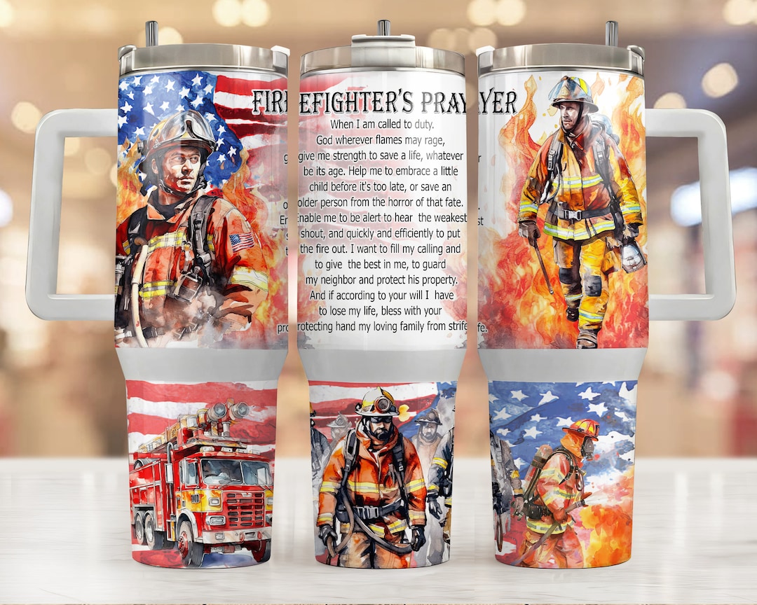 Firefighter 40oz Tumbler Wrap, Fire Rescue 40 Oz Sublimation Design ...