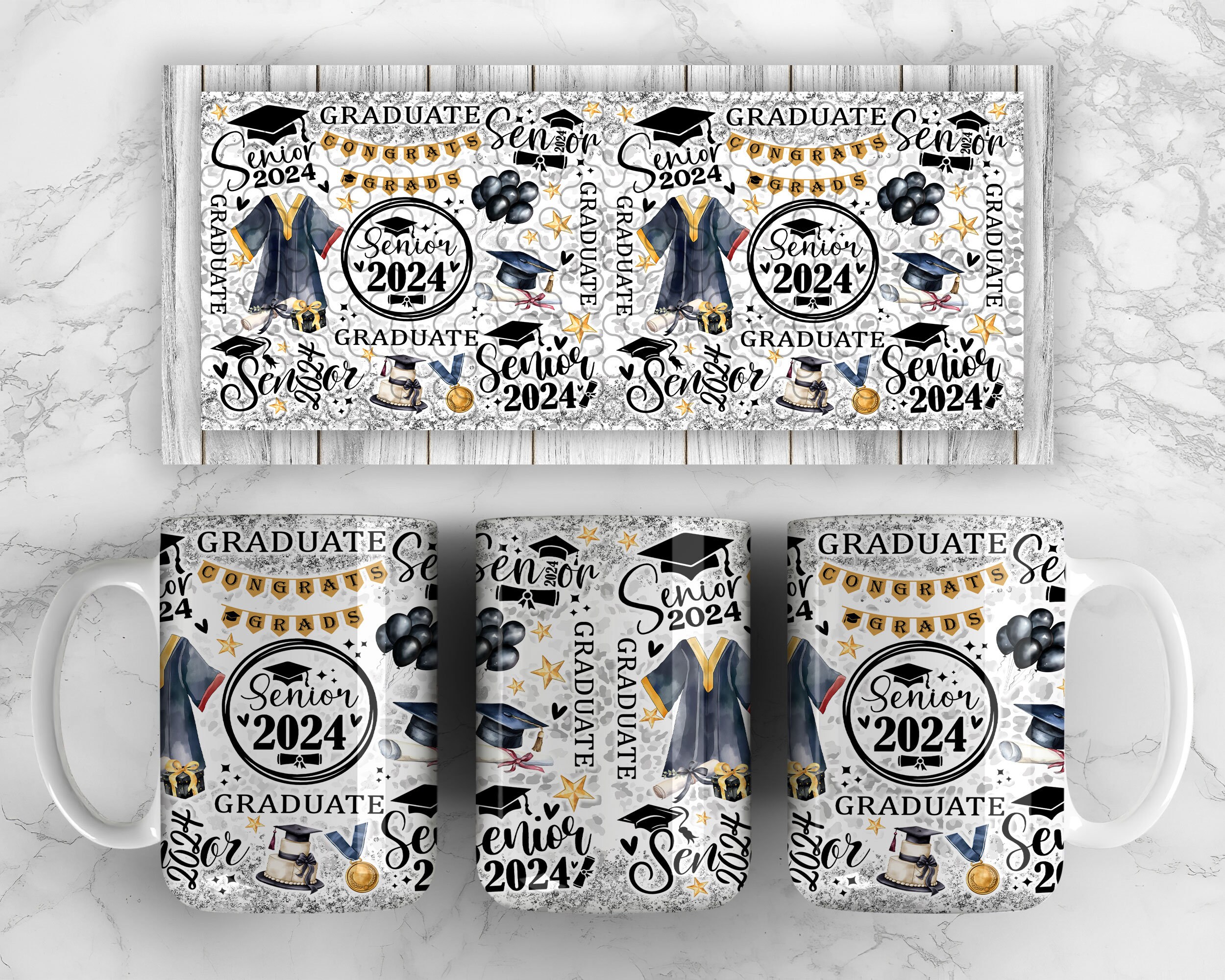 Graduate Class of 2024 Mug Wrap, 11oz, 15oz Mug Wrap Template ...