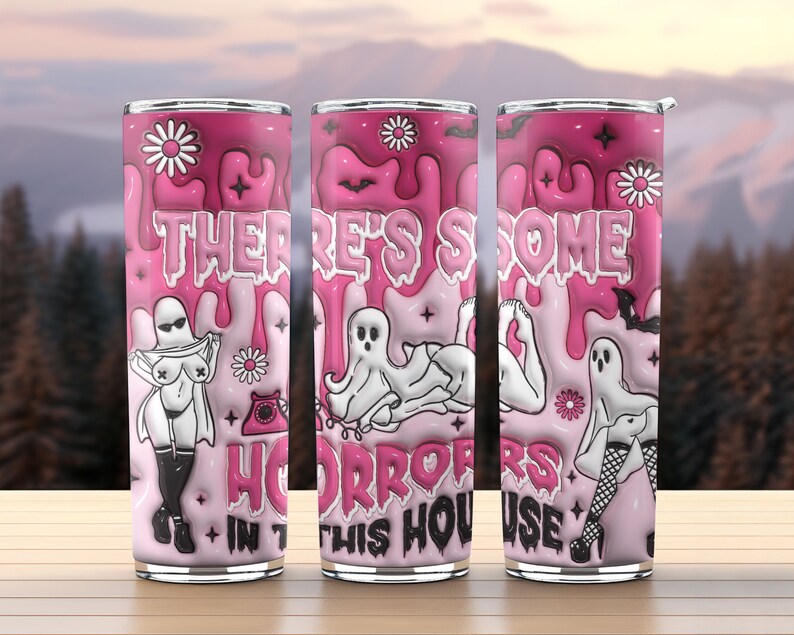There's Some Horrors in This House Inflated Tumbler Wrap Png, Pink ...