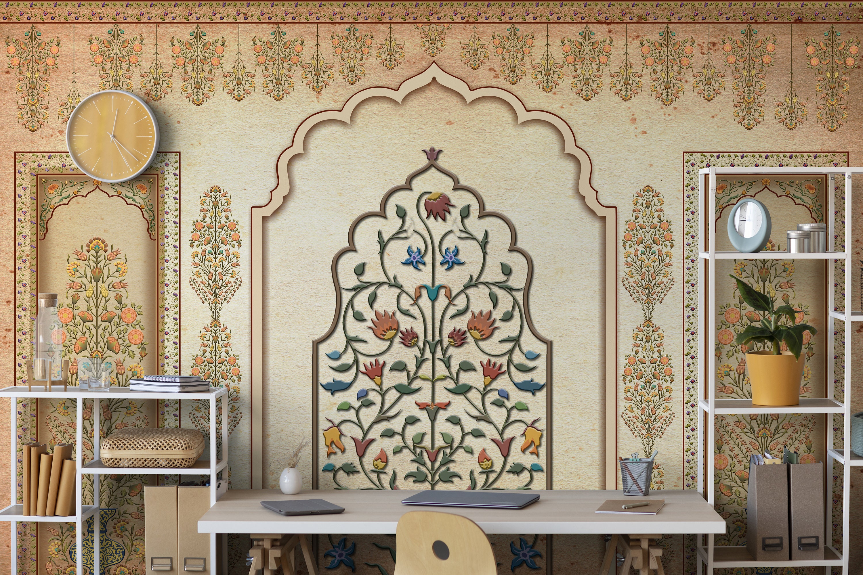 Ethnic Indian Peel & Stick Wallpaper: Artistic Royal Design, Matte ...