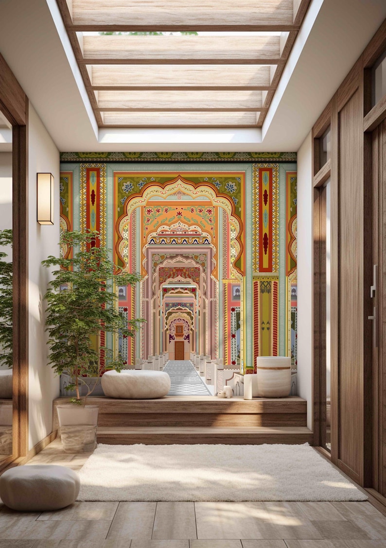 Patrika Gate Indian Ethnic Arch Wallpaper for Indian Elegance - Etsy