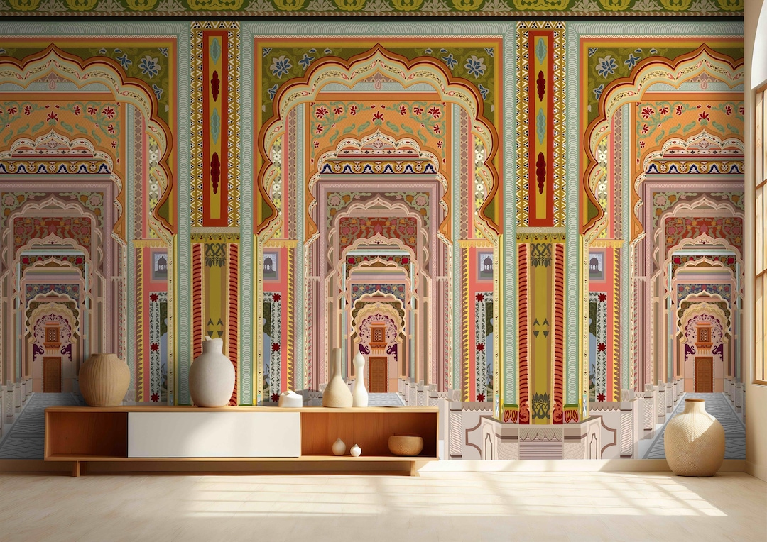 Patrika Gate Indian Ethnic Arch Wallpaper for Indian Elegance - Etsy