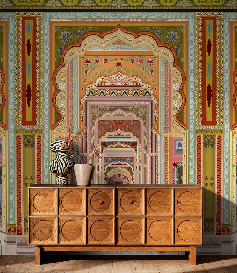Patrika Gate Indian Ethnic Arch Wallpaper for Indian Elegance - Etsy