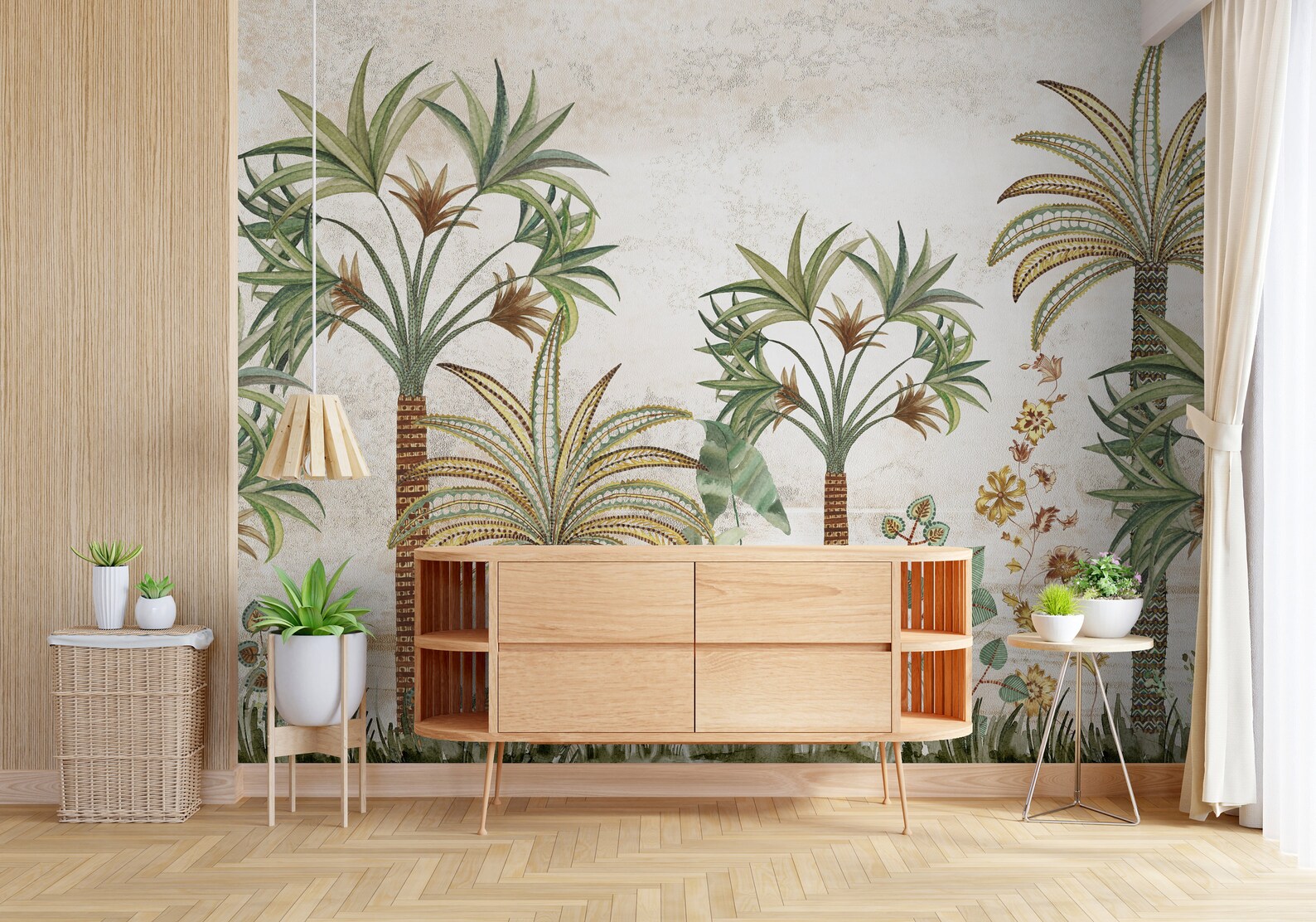 Hand Crafted Indian Tropical Landscape Wall Mural for Home, Bedroom ...