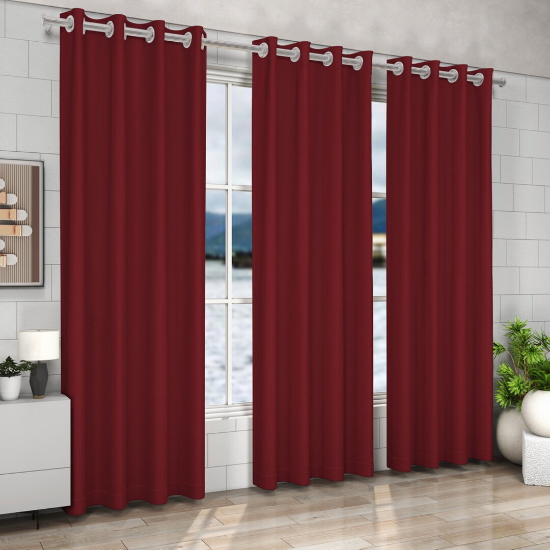Multiple Size Blackout Maroon Curtains 10 Elegant Colors, Bedroom and ...