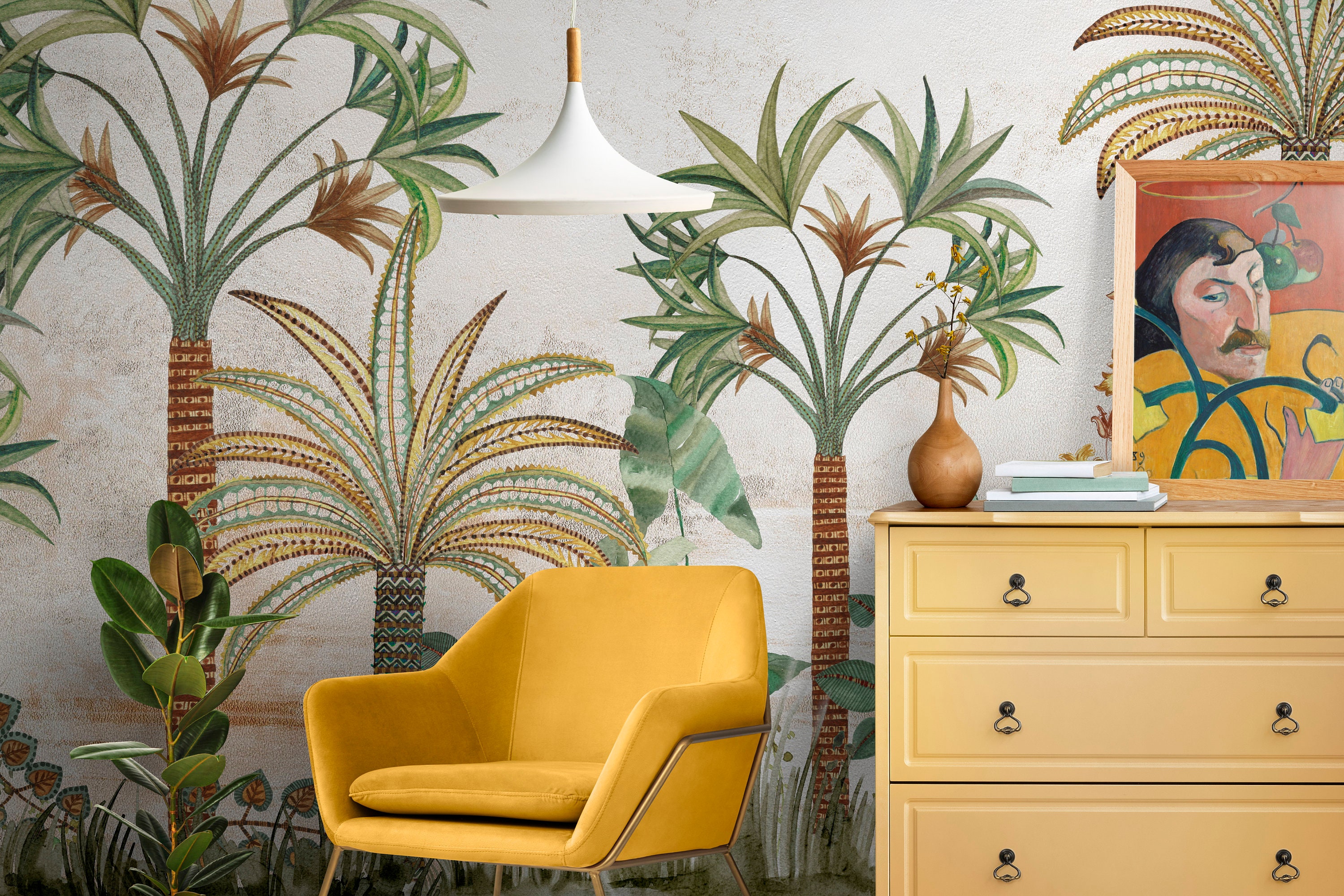Hand Crafted Indian Tropical Landscape Wall Mural for Home, Bedroom ...