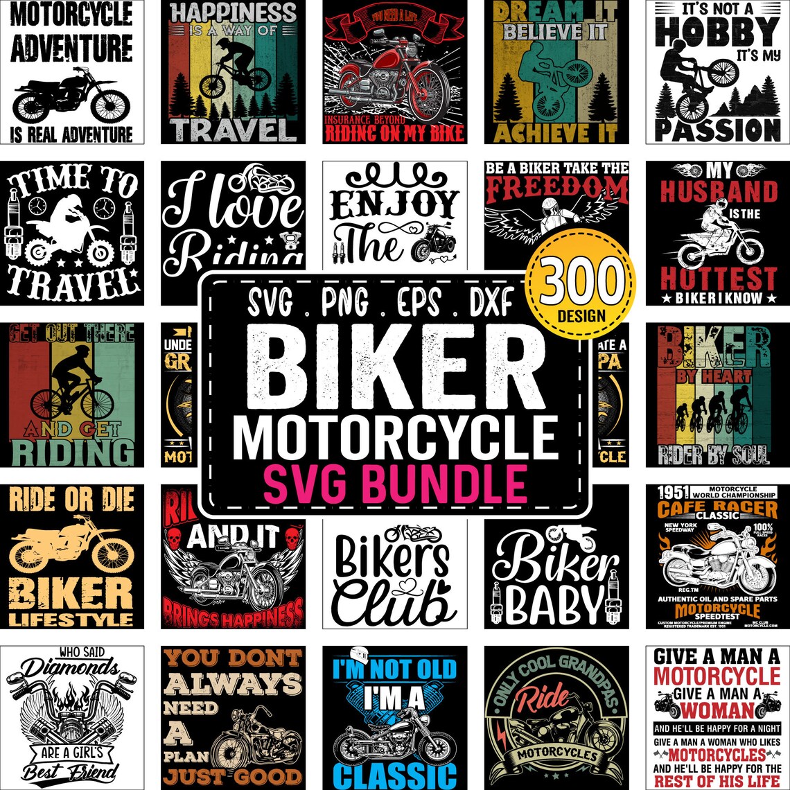 Biker Svg Bundle, Motorcycle Svg, Funny Motorcycle Designs Svg, Funny ...