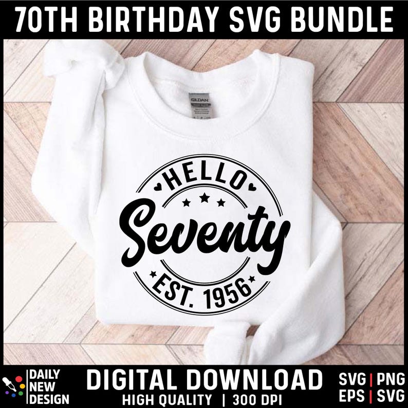 70th Birthday SVG Bundle, Vintage 1956 Birthday Gift Ideas, Seventy Svg ...