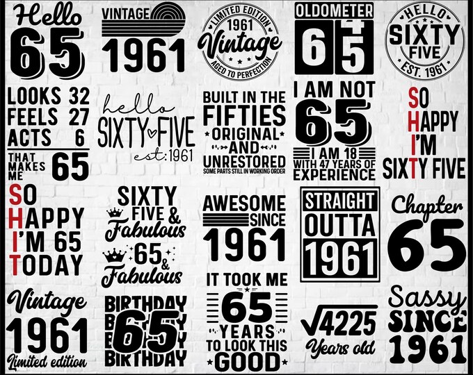 65th Birthday SVG Bundle, 6 Designs, 65th Birthday Shirt SVG, Cheers to ...