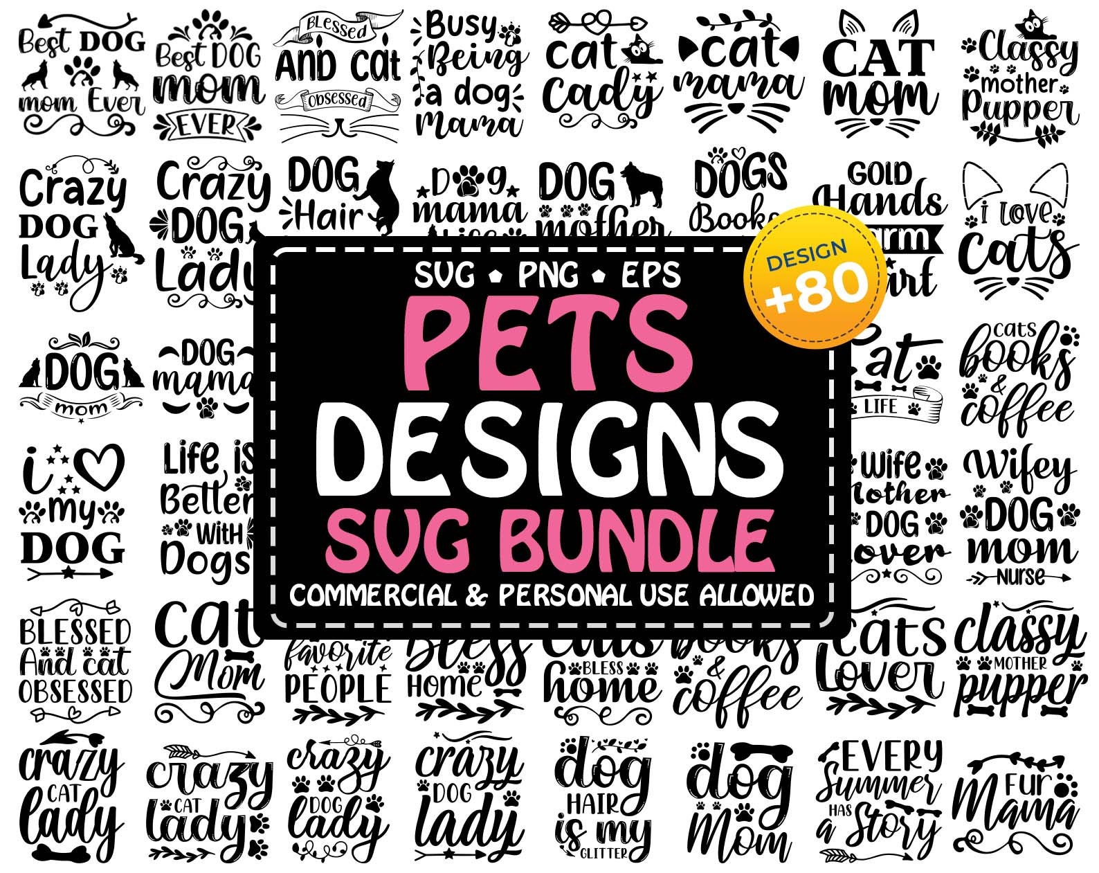 80 Pets Svg Bundle Pets Lover Svg Bundle Funny Pet Quote - Etsy