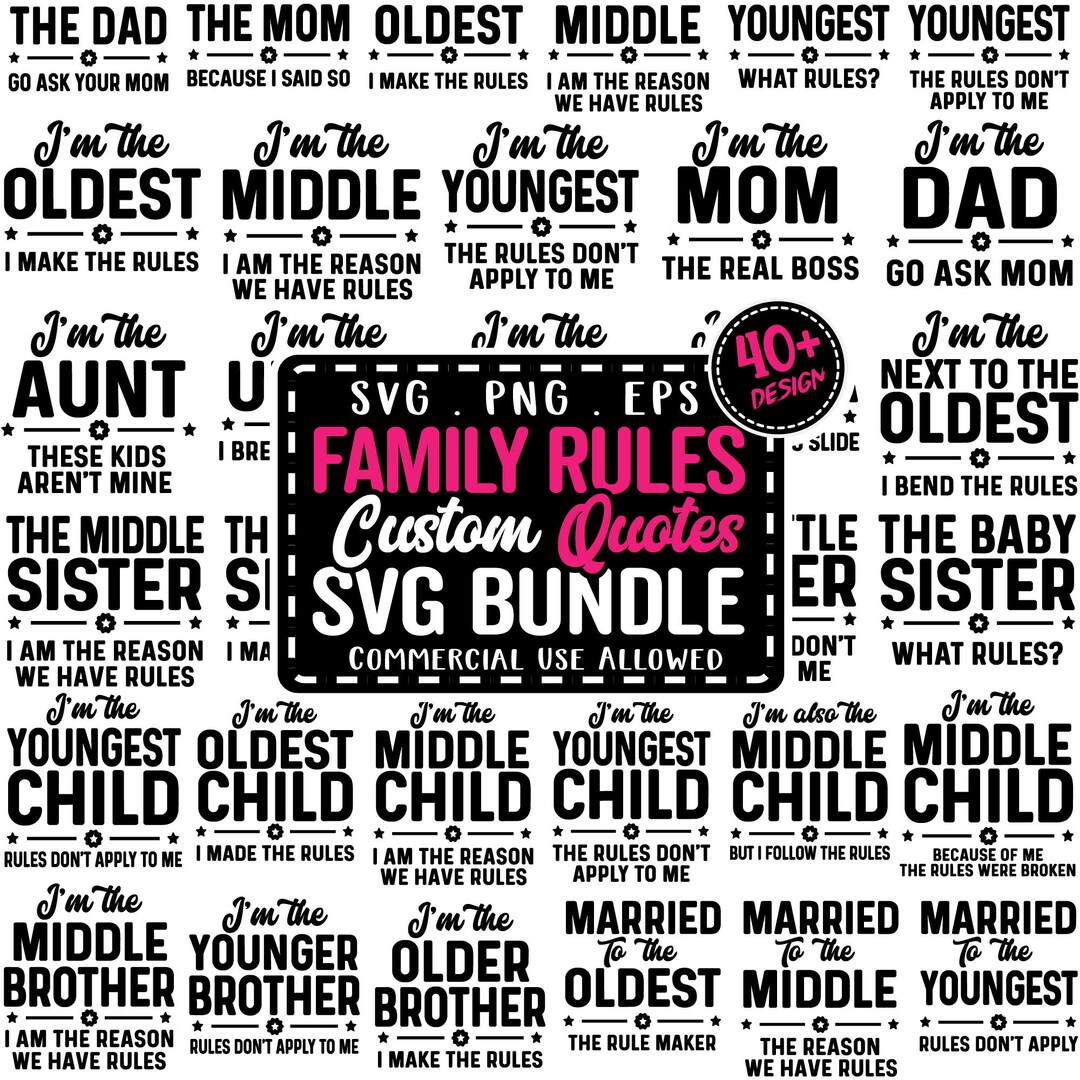 Family Rules Svg Bundle, Siblings Family Vacation Shirt, Matching ...