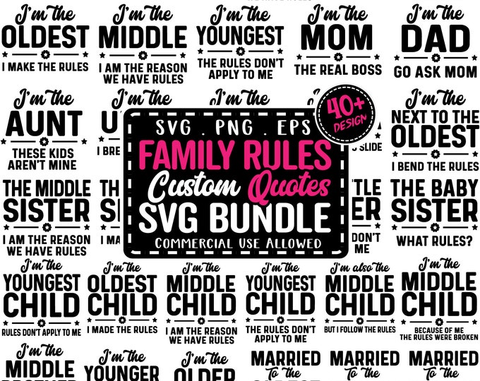 Family Rules Svg Bundle, Siblings Family Vacation Shirt, Matching ...