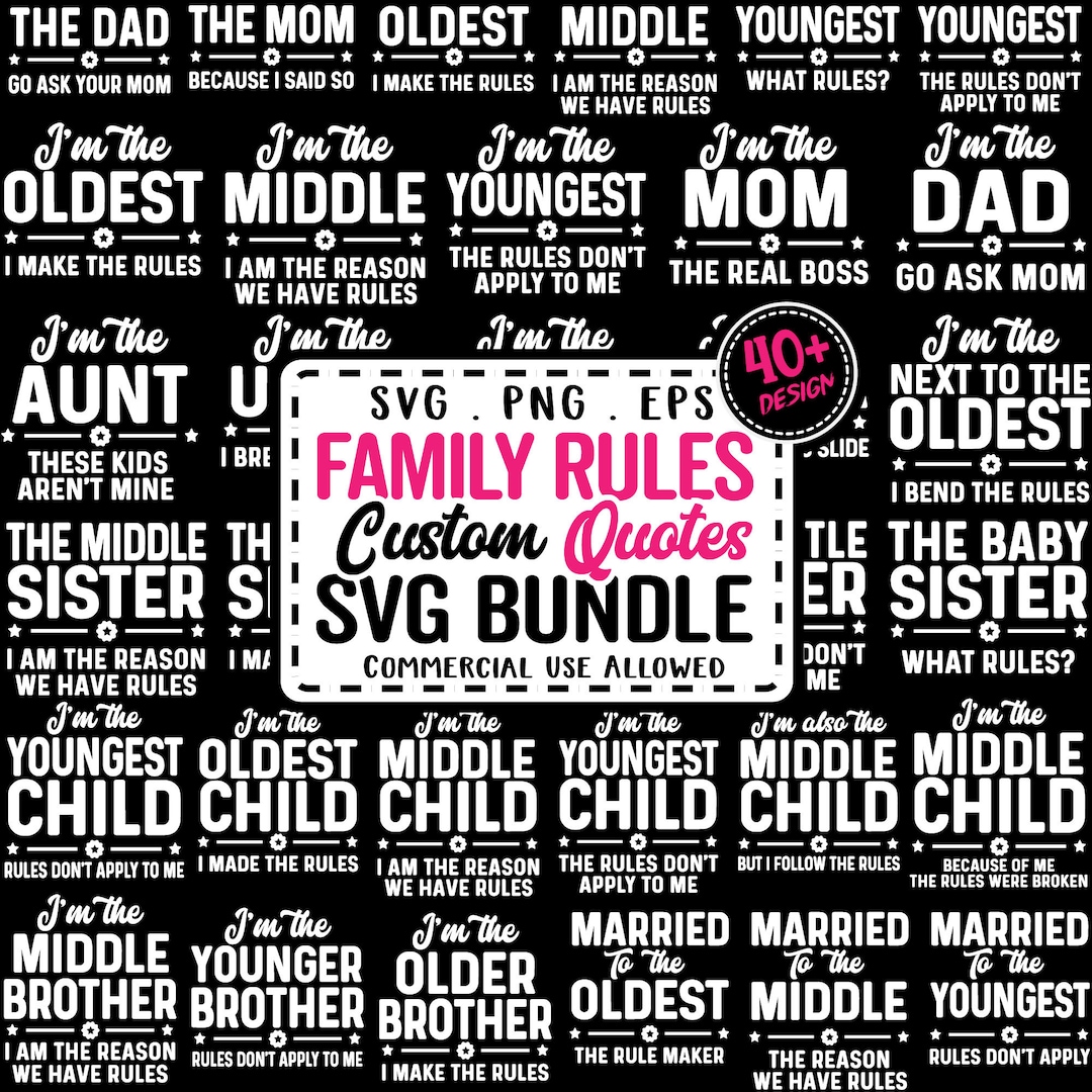 Family Rules Svg Bundle, Siblings Family Vacation Shirt, Matching ...