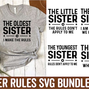 Sister Rules SVG Shirts Funny Sisters Family Rules Svg Bundle, Matching ...