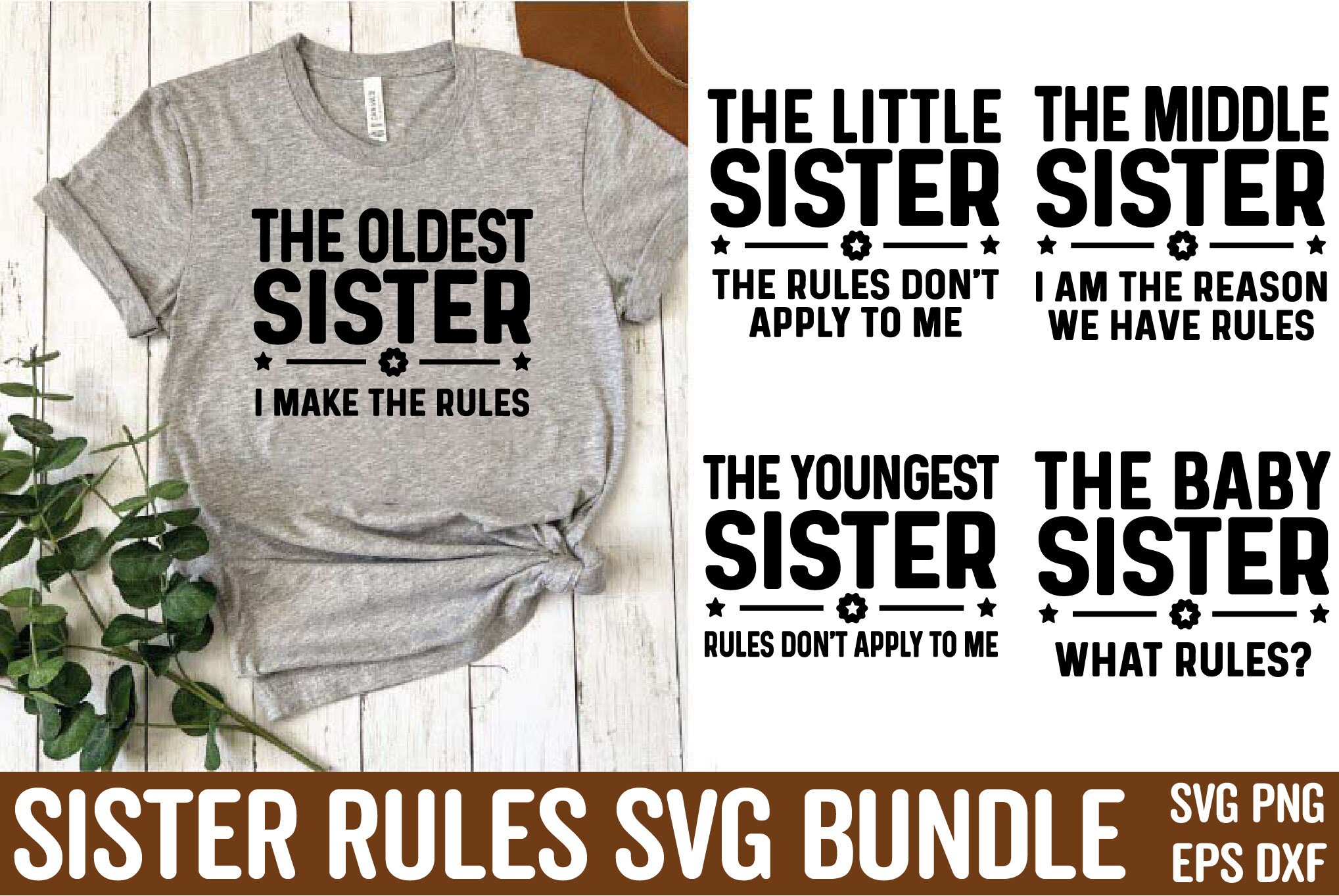 Sister Rules SVG Shirts Funny Sisters Family Rules Svg Bundle, Matching ...