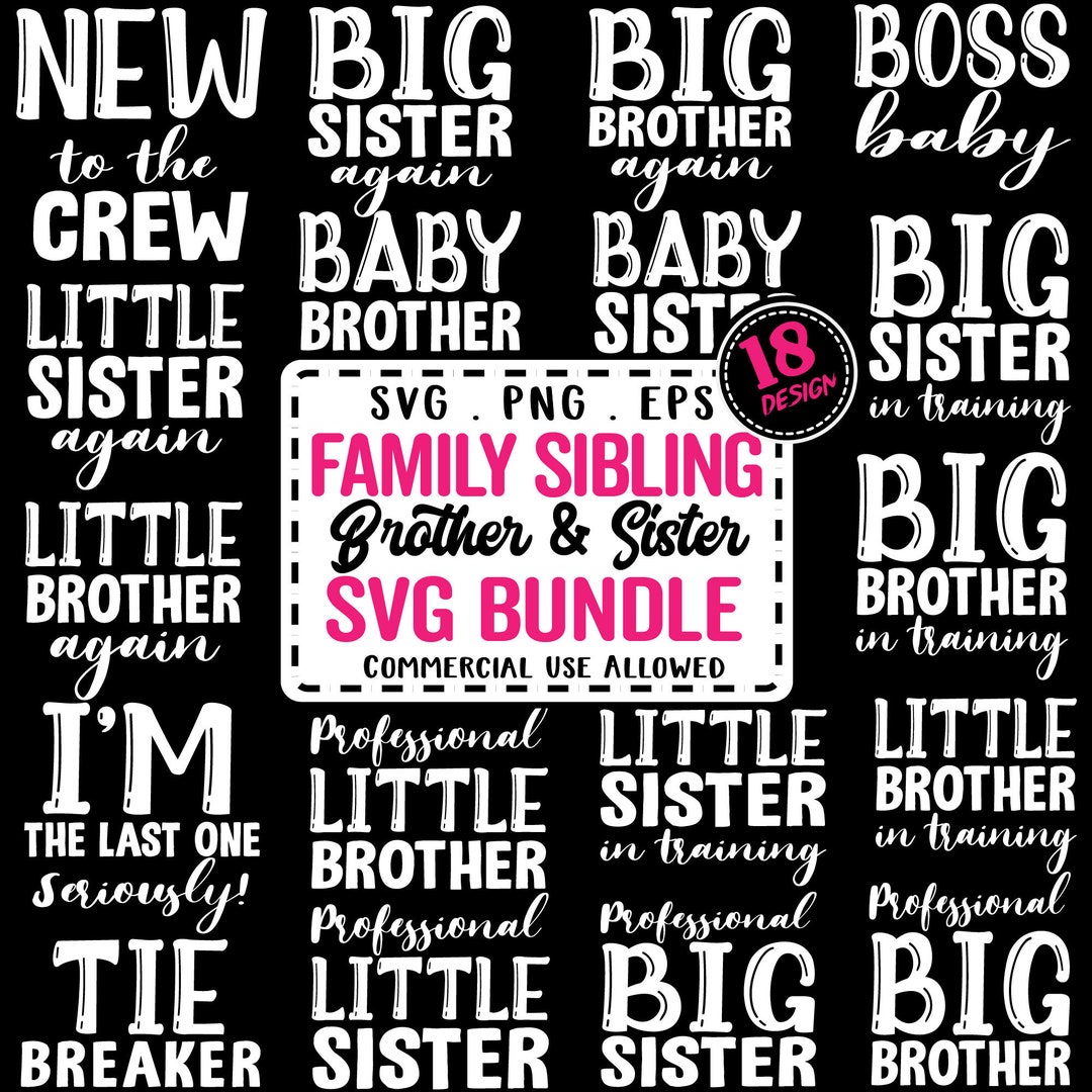 Brother Sister Svg Bundle, Siblings Family Set Brother and Sister SVG ...