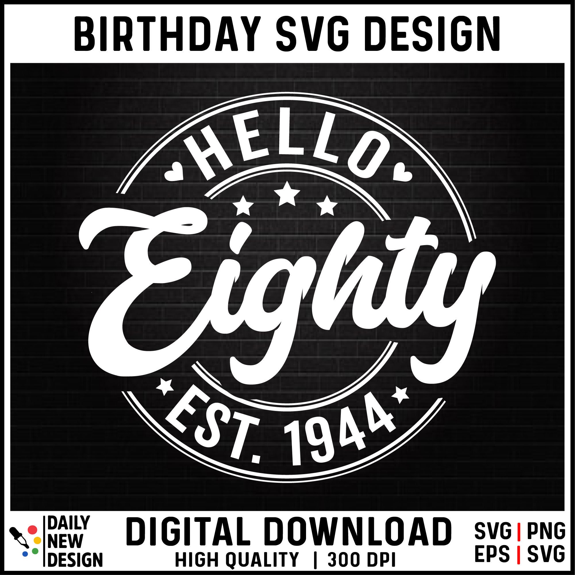 Hello Eighty Svg 80th Birthday Svg 80th Birthday T For Women 80th
