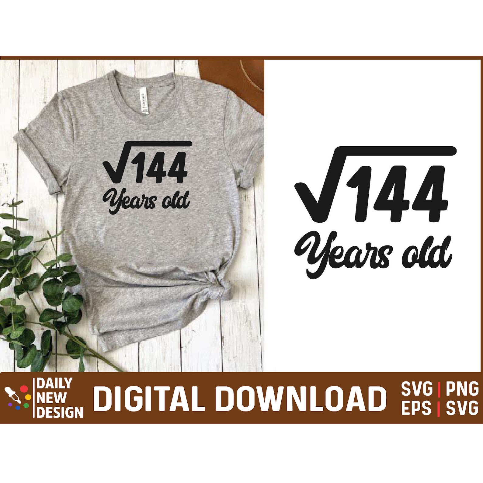 12th Birthday Svg, Square Root of 144, 12 Years Old Png, Birthday Party ...