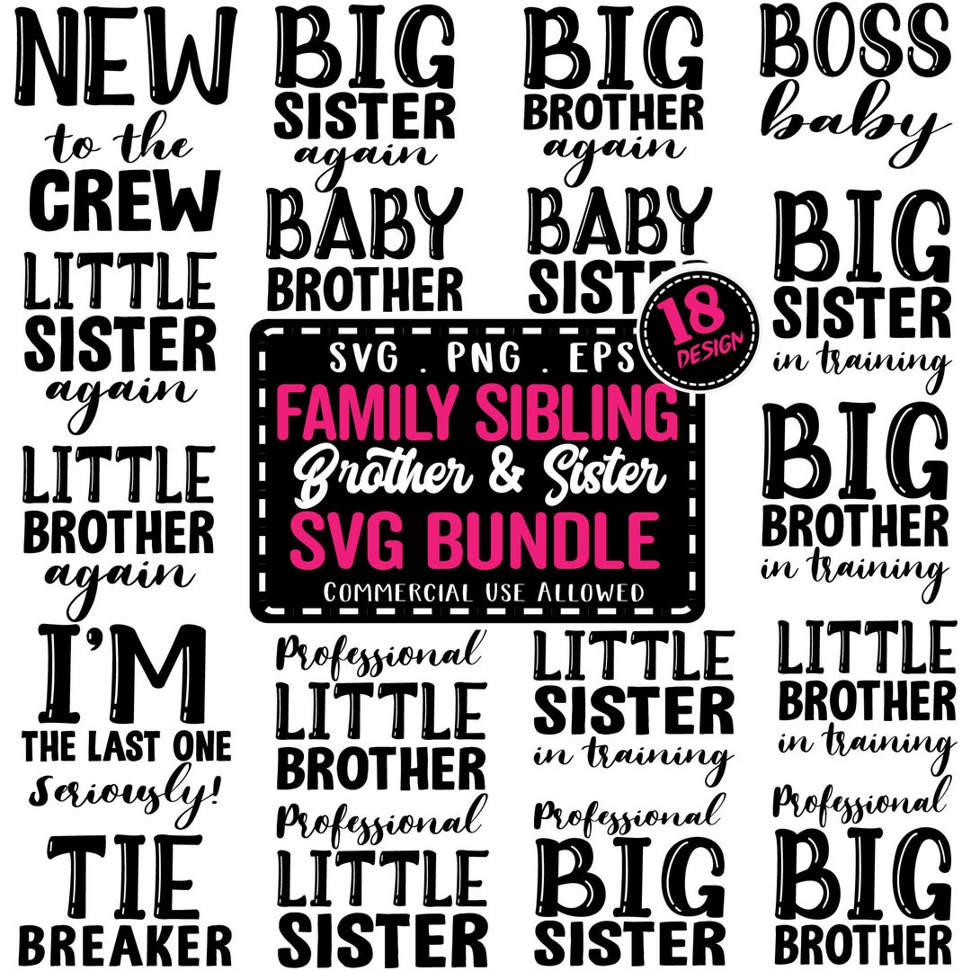 Brother Sister Svg Bundle, Siblings Family Set Brother and Sister SVG ...