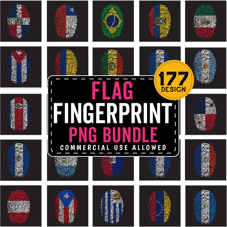 Countries Flag Fingerprint Clipart Png Bundle, Flag Fingerprint PNG - Etsy
