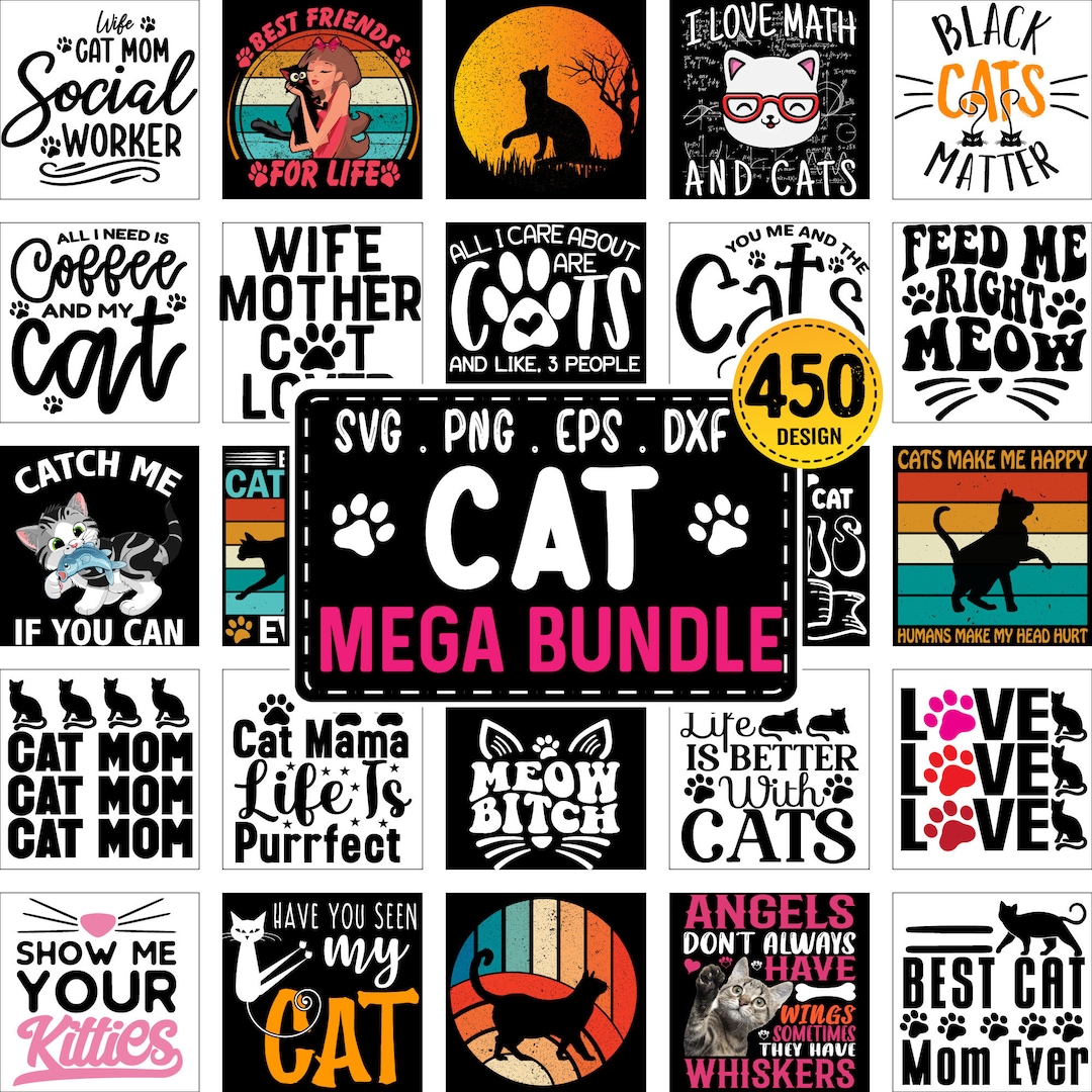 Cat SVG Bundle, Cat Svg Png, Cat Lover Svg, Cat Mom Svg, Cat Quotes Svg ...