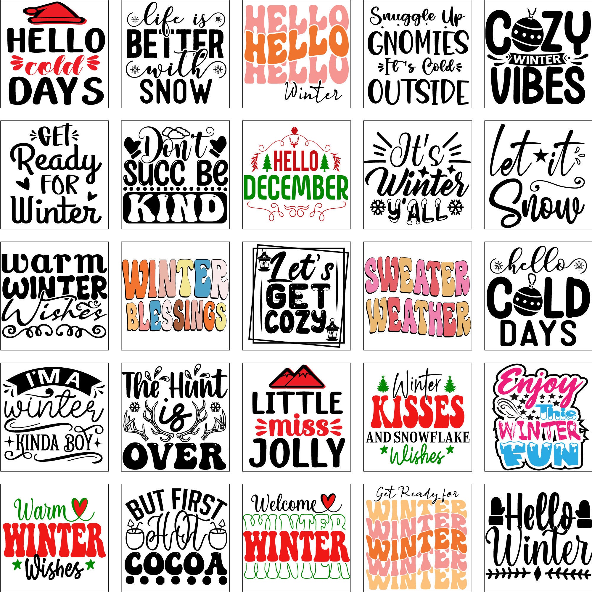 Winter SVG Bundle Winter Svg Funny Quotes Svg Holiday SVG - Etsy