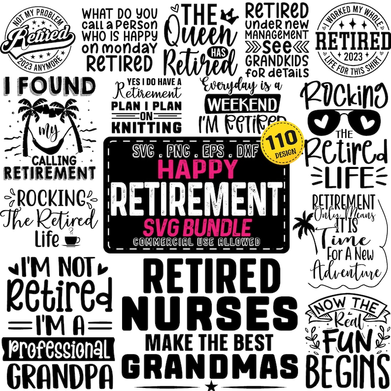 Retirement Svg Bundle Funny Retired Svg Happy Retirement - Etsy