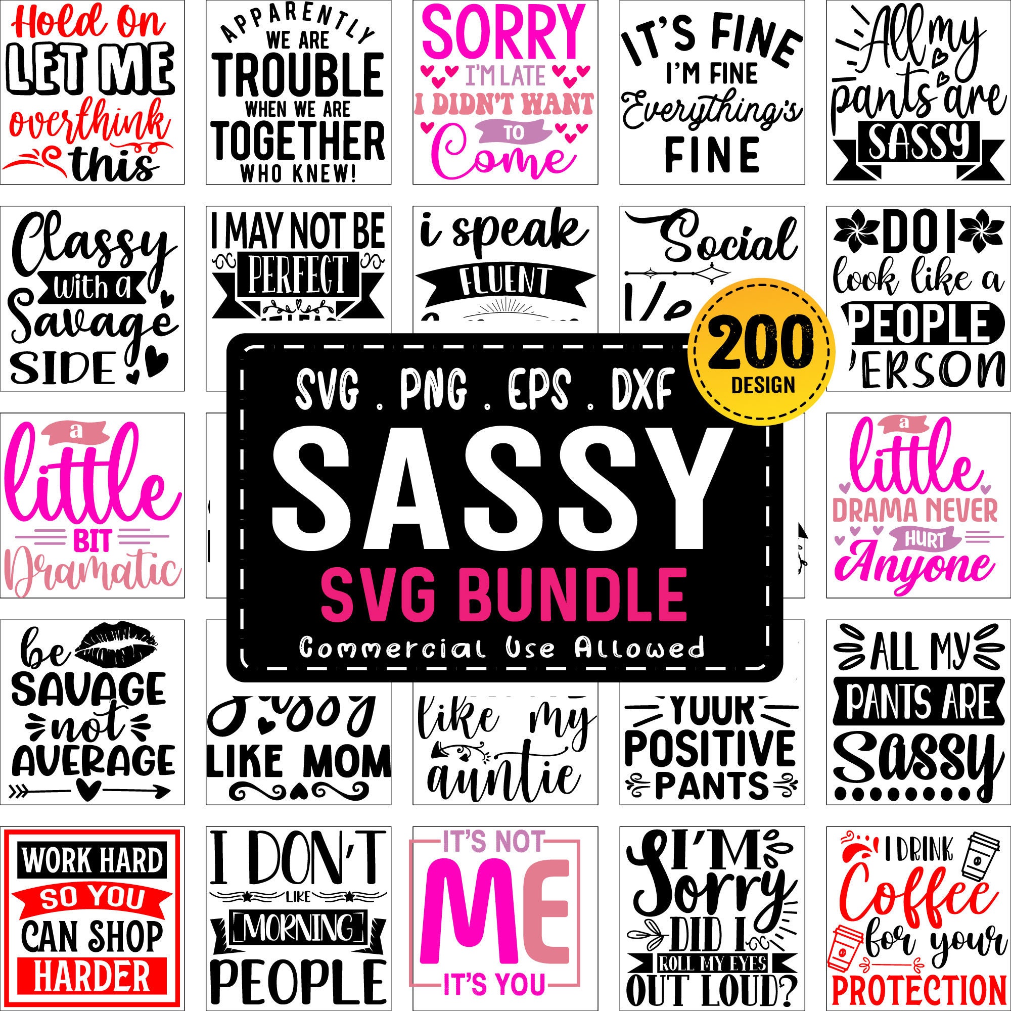 Sassy Quotes Bundle Svg, Funny Svg, Sassy Quotes SVG, Funny Sarcastic ...
