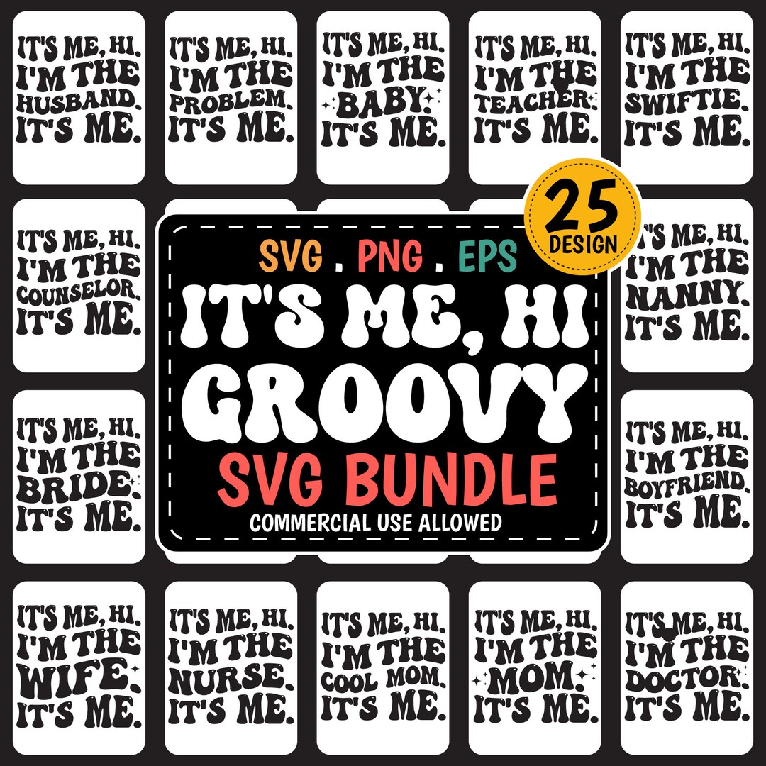 Its Me Hi Svg Bundle, It's Me Hi Im the Custom Designs, It's Me Hi I'm ...