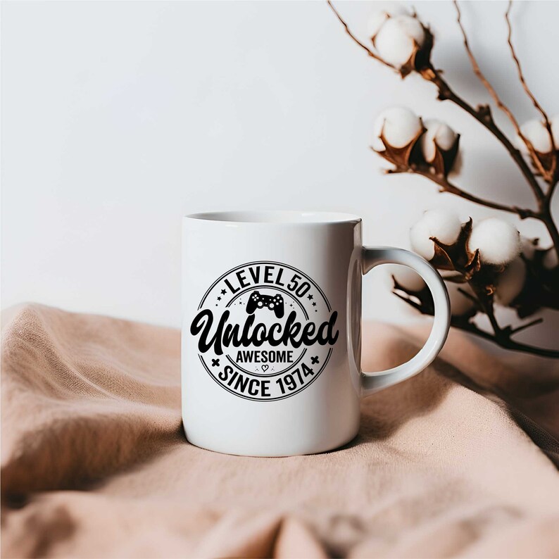 Level 50 Unlocked SVG, Awesome Since 1974 SVG, 50 Years Old Gift, 50th ...