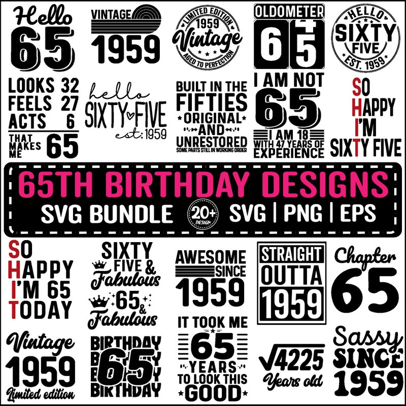 65th Birthday Svg - Etsy