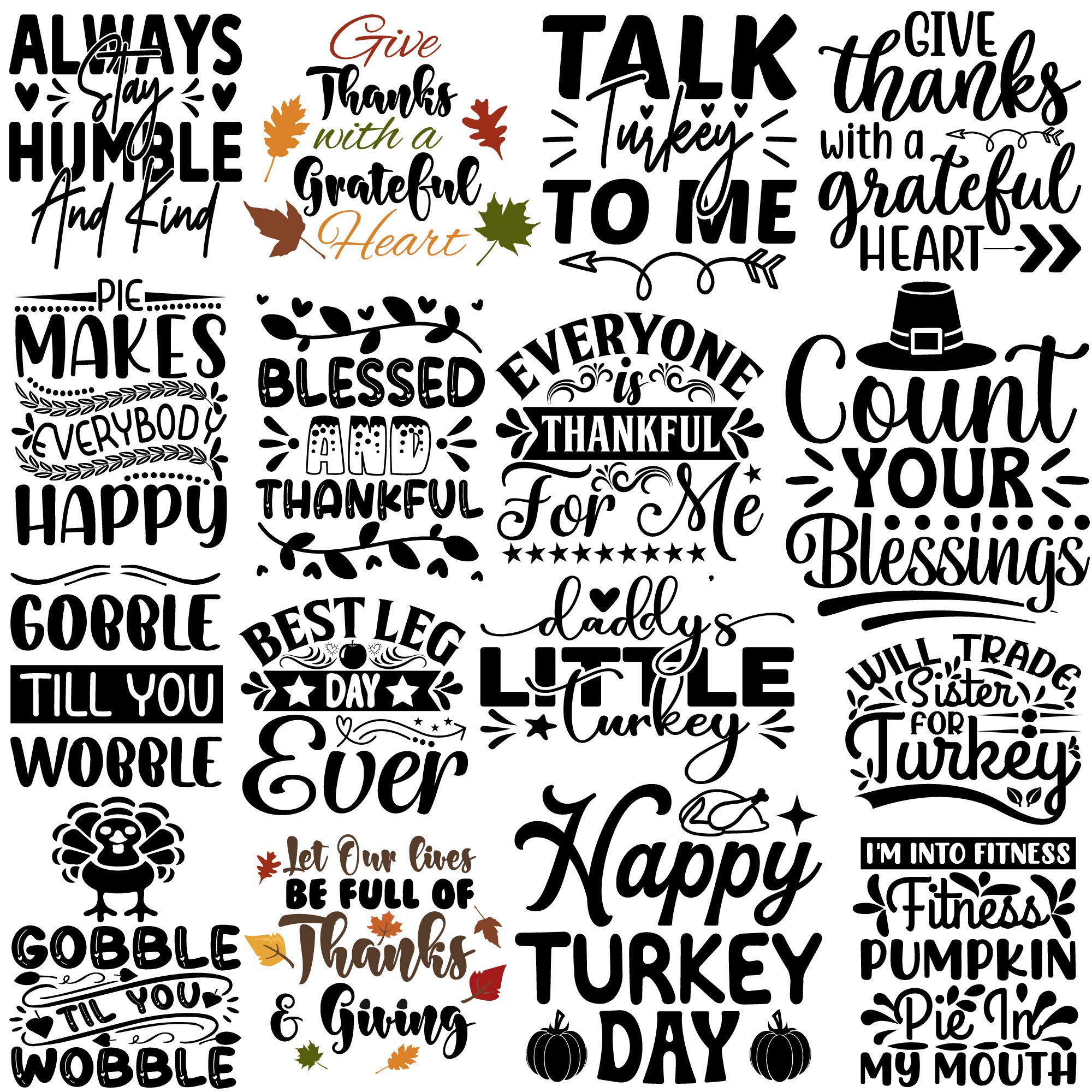 Thanksgiving Svg Bundle, Fall Svg, Thankful Png, Pumpkin Svg, Funny ...