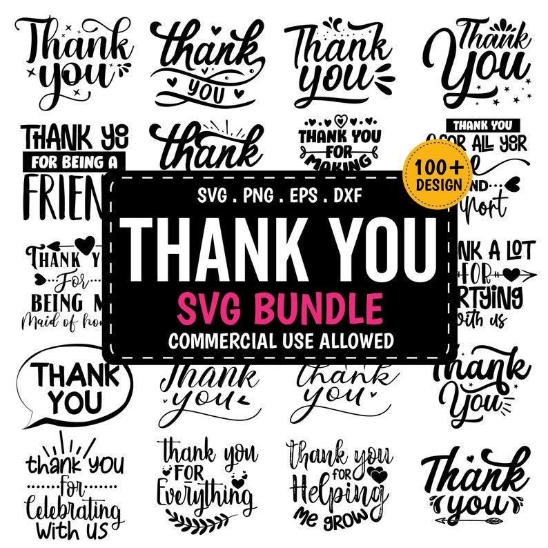 Thank You Svg Quotes, Thank You Gifts Svg Bundle, Thank You Card ...