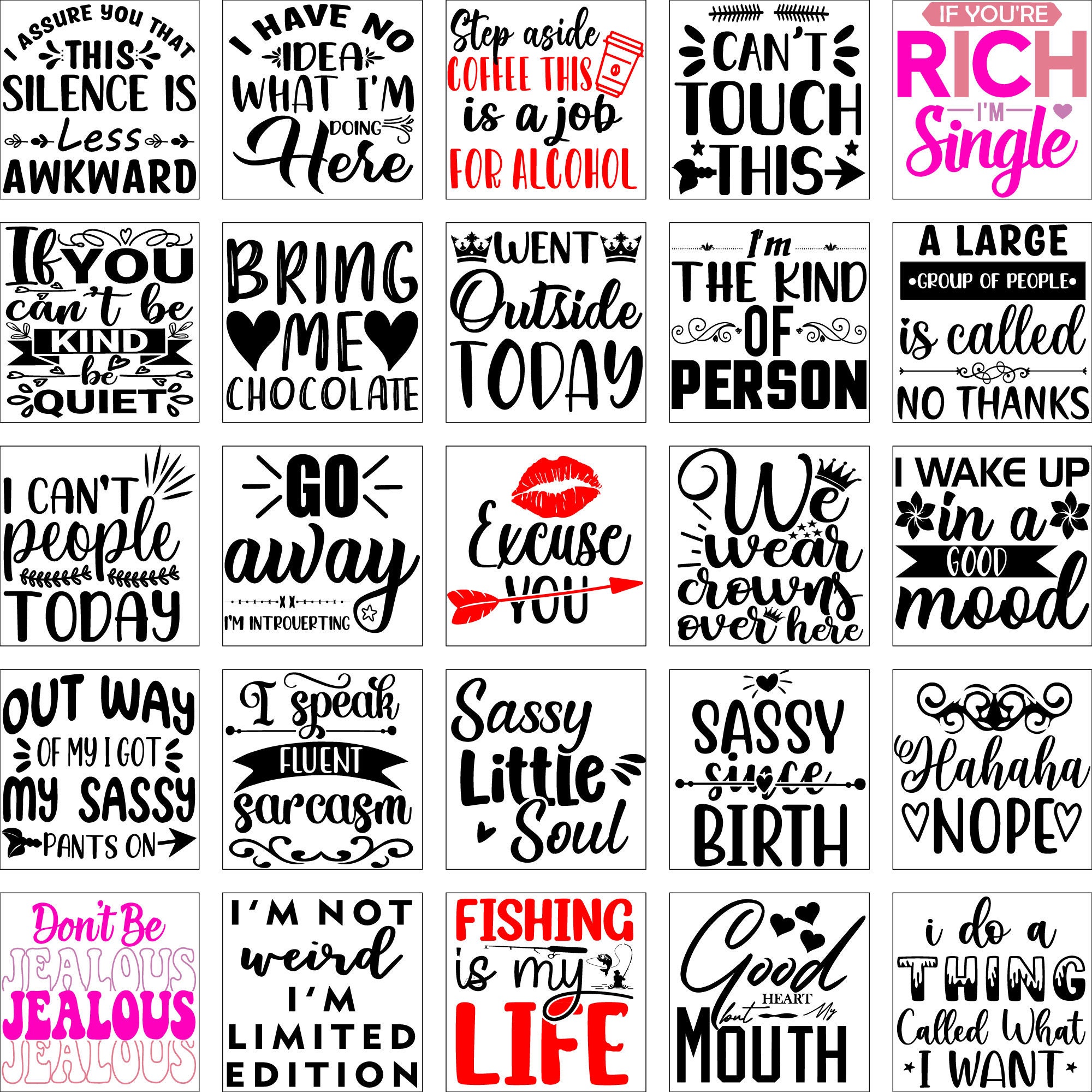 Sassy Quotes Bundle Svg, Funny Svg, Sassy Quotes SVG, Funny Sarcastic ...