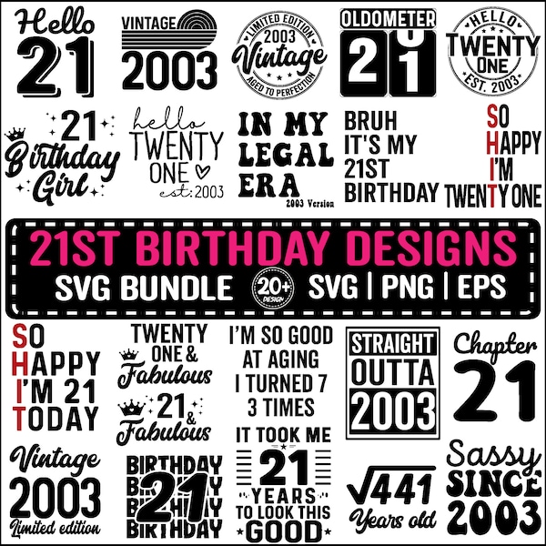 21st Birthday Svg - Etsy