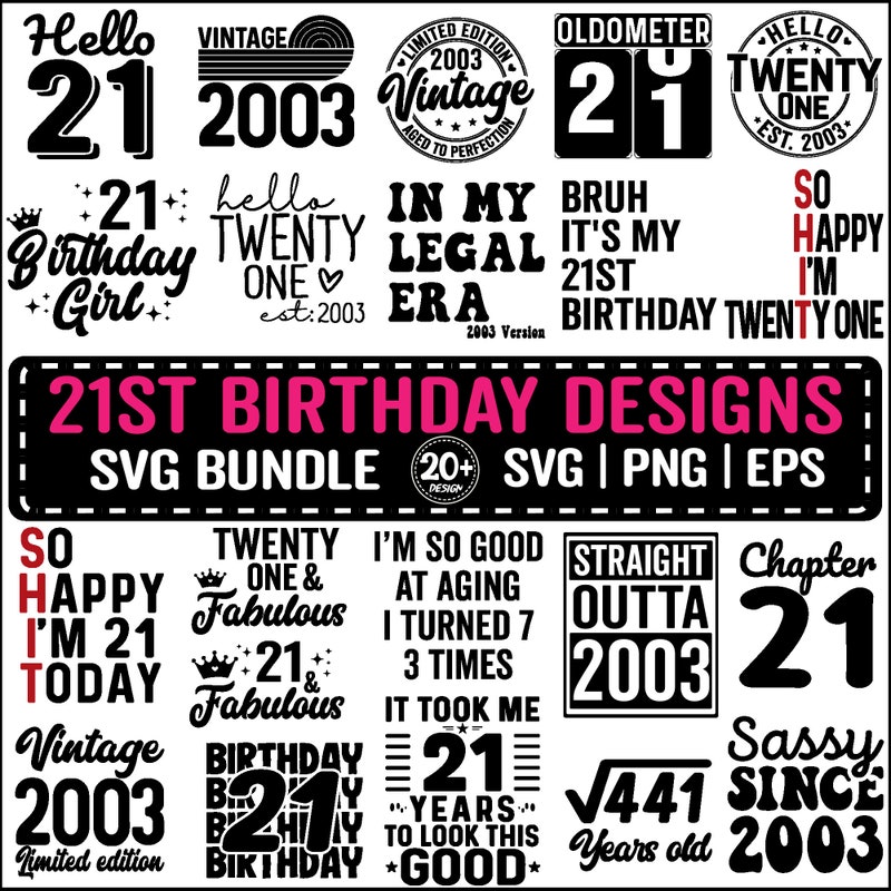 21st Birthday Svg - Etsy