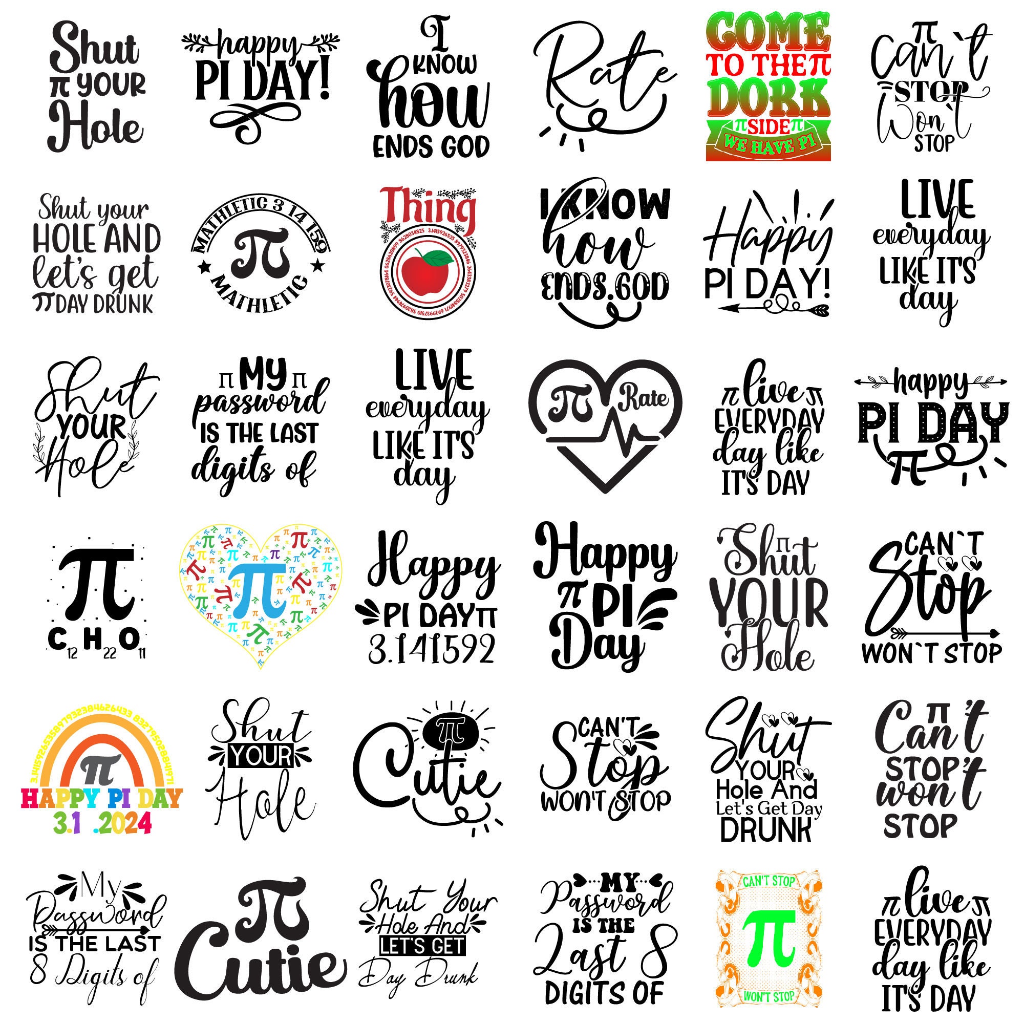 Happy Pi Day Svg Bundle, Pi Day Svg, Math Teacher Svg, Pi Day Rainbow ...
