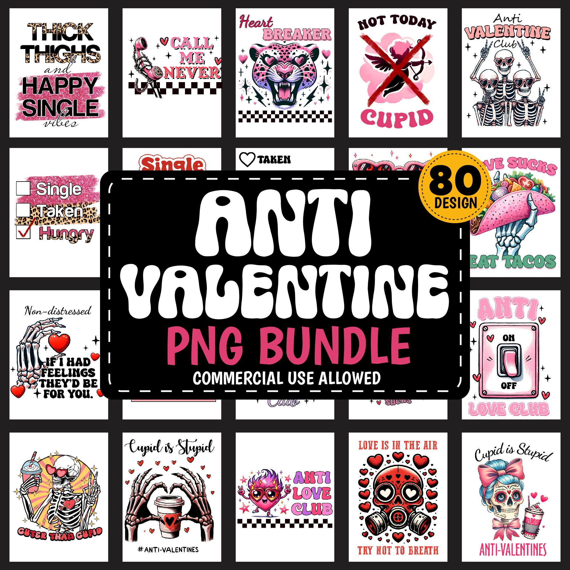 Anti Valentine Png Bundle, Anti Valentine Png Sublimation, Sarcastic ...