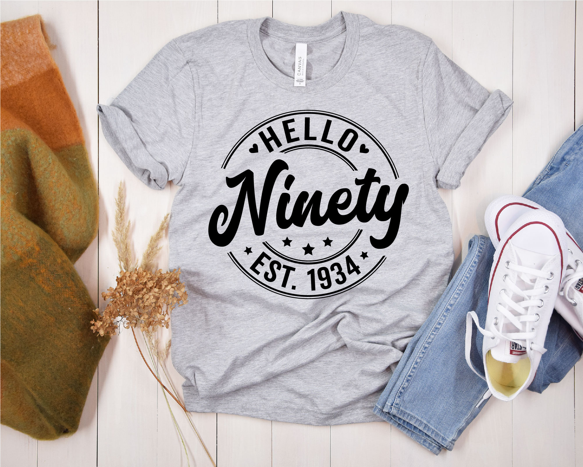 Hello Ninety Svg, 90th Birthday Svg, 90th Birthday Gift for Women, 90th ...