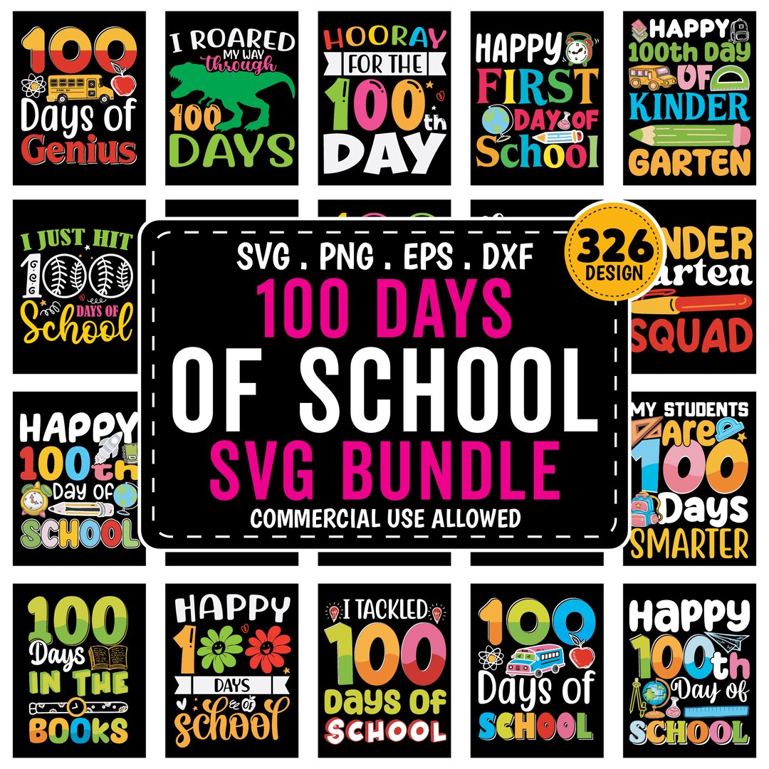 100 Days of School Svg Bundle, 100 Days of School Svg Files for Cricut ...