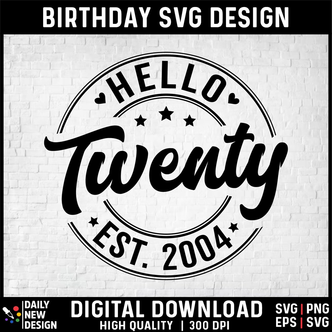 Hello Twenty Svg, 20th Birthday Svg, 20th Birthday Gift for Women, 20th ...