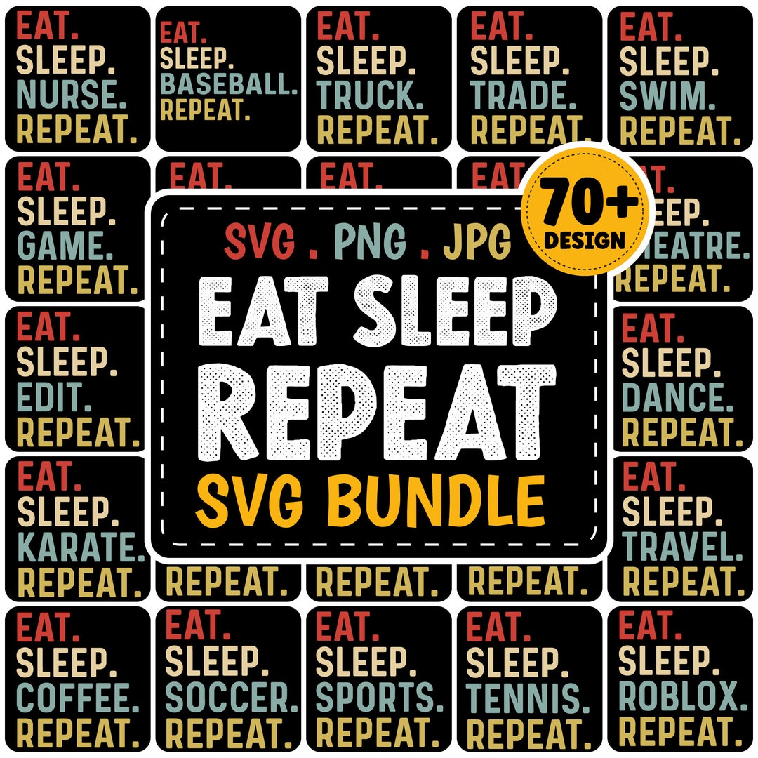 Eat Sleep Repeat SVG Bundle, Eat Sleep Hockey Svg, Svg Files for Cricut ...