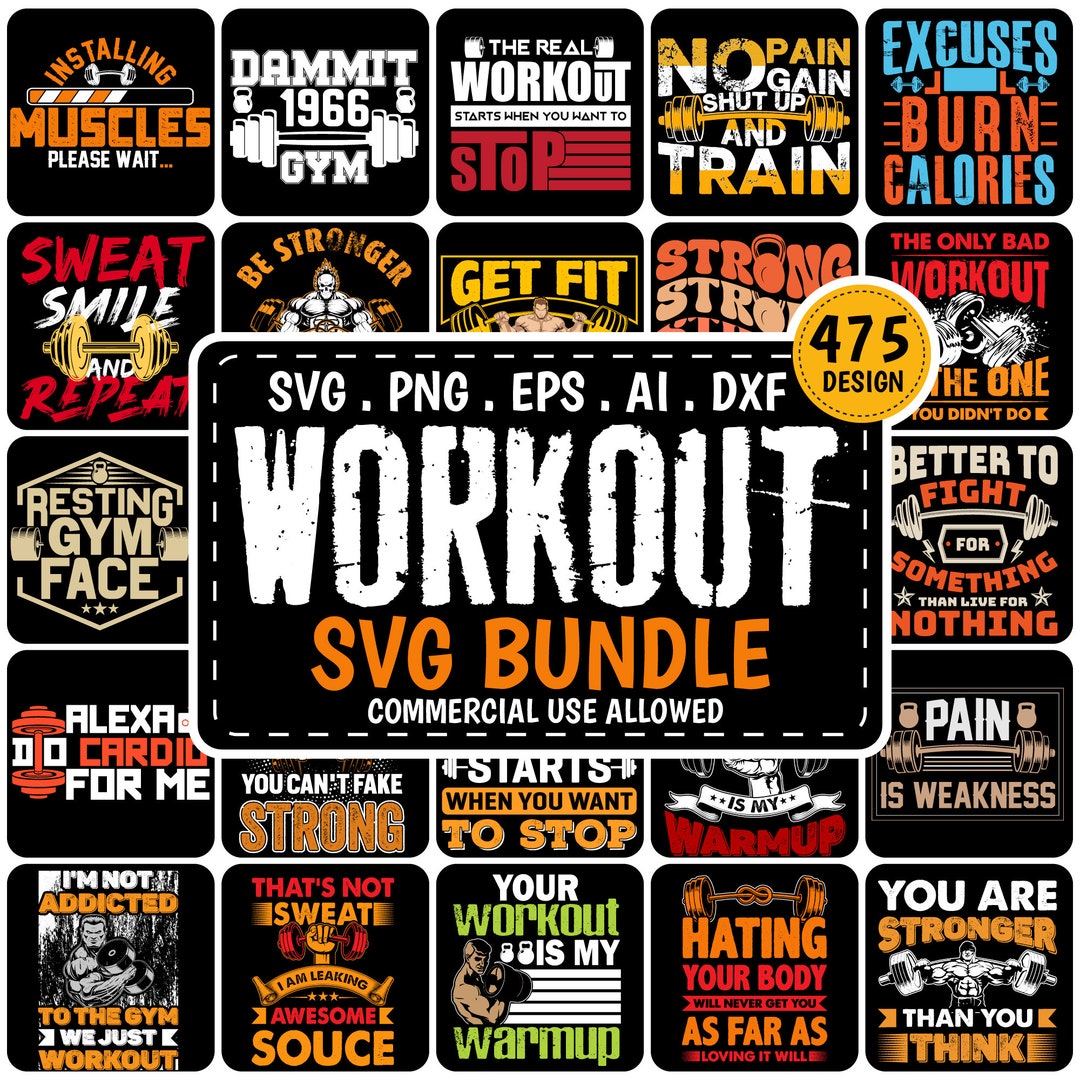 Workout SVG Bundle, Fitness Quotes Png, Workout Shirt Svg, Funny Gym ...