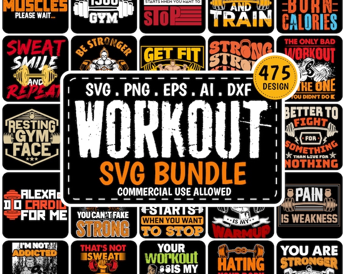 Workout Svg Bundle, Gym Quotes Svg, Motivational Exercise Svg, Fitness ...
