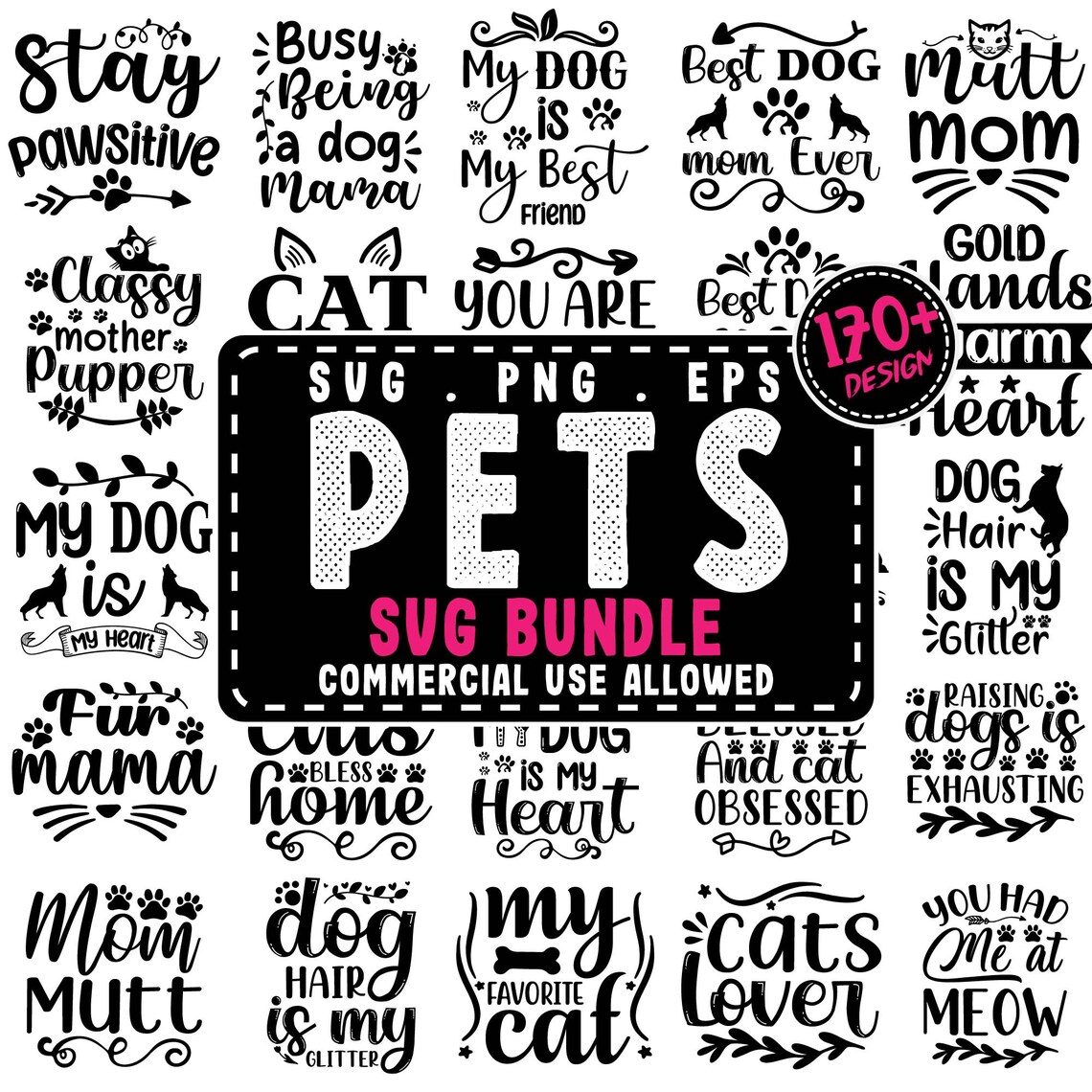Pet SVG Bundle, Dog Quotes SVG Bundle, Funny Pet Quotes Pack, Pet Mom ...
