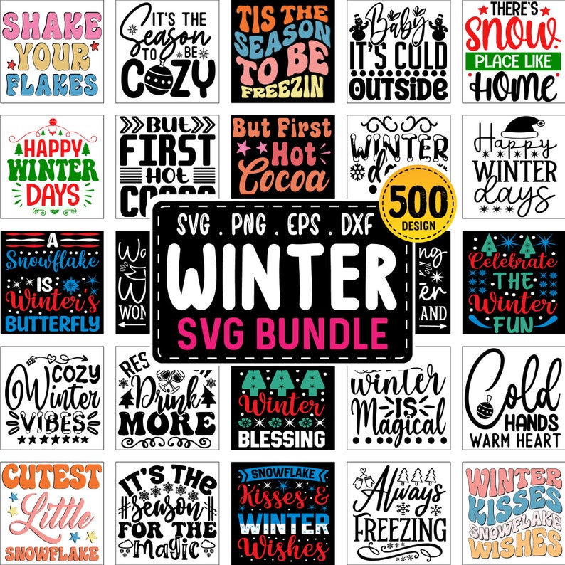 Winter SVG Bundle, Winter Svg, Funny Quotes Svg, Holiday SVG, Winter ...