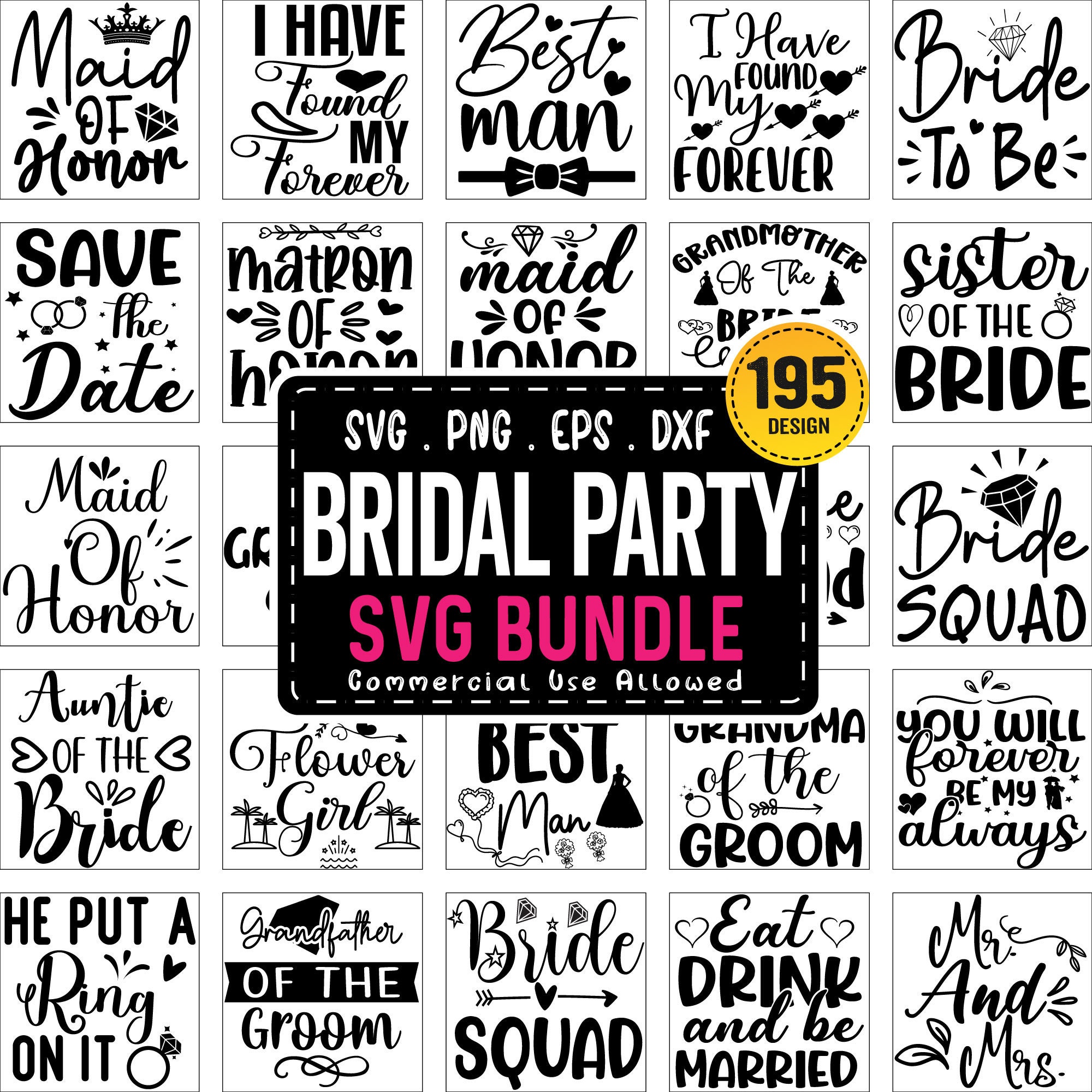 Bridal Party Svg Bundle, Bachelorette Shirt SVG, Wedding Svg ...