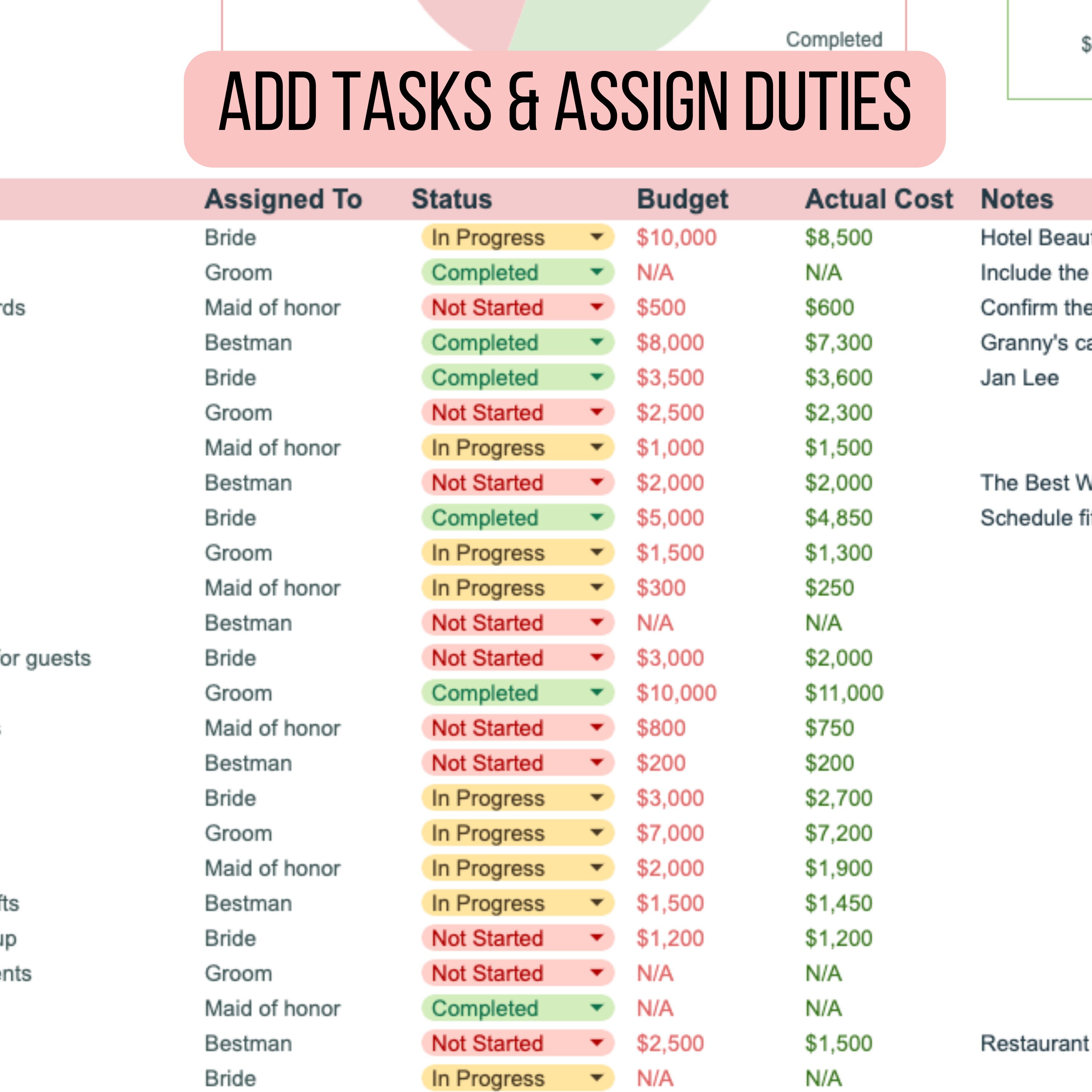 Wedding Checklist | Ultimate One Page Wedding Planner for Google Sheets ...